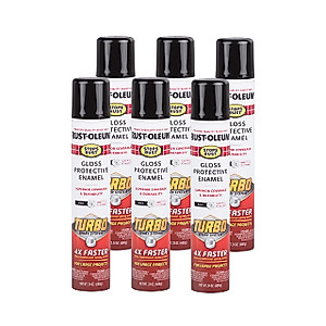 Rust-Oleum 334128-6PK Stops Rust Turbo Spray Paint, 24 oz, Gloss Black, 6 Pack
