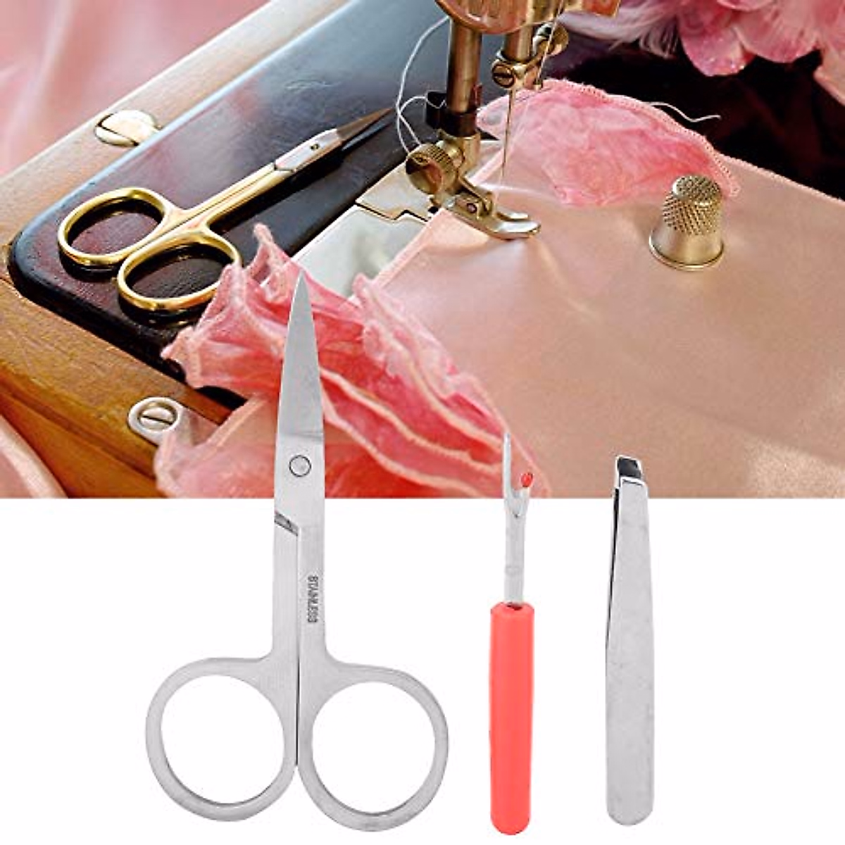 Zixyqol Portable Sewing Box,Embroidery Needle Soft Tape Measure Scissors Thimble Thread with Tinplate Case Travel Set for Home DIY Crafts Sewing