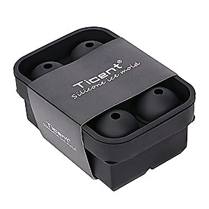 Ticent Ice Cube Trays (Set of 2), Silicone Sphere Whiskey Ice Ball Maker with Lids & Large Square Ice Cube Molds for Cocktails & Bourbon - Reusable & BPA Free