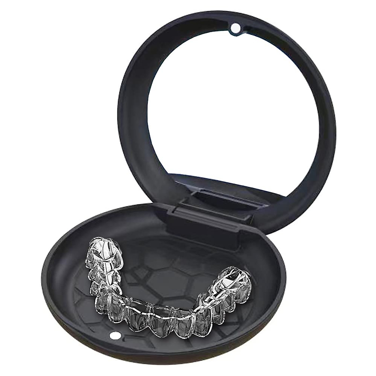 ARGOMAX Aligner and Retainer Case, Upgrated Retainer Mouth Guards Travel Case with Mirror Inside - Black.