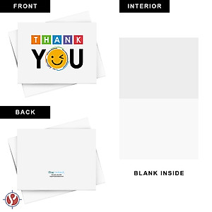 Emoji Thank You Cards, Nice Classic and funny Fold Over Greetings for Christmas, Holidays, Baby Shower, Graduation, Anniversaries, etc. – Blank White Interior | 4.25 x 5.5” | 25 per Pack