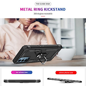 LeYi for OnePlus Nord N200 5G Case, Nord N200 5G Case, [Military Grade] Heavy Duty Shockproof Protective Phone Case with Magnetic Car Mount Ring Kickstand for OnePlus Nord N200 5G, Black