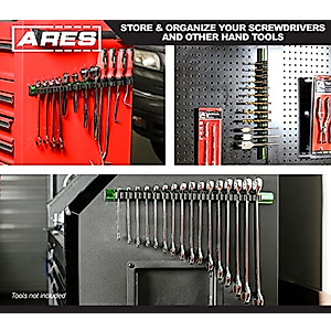 ARES 62028 - Green 16.5-Inch Hand Tool Holder - Aluminum Rail Stores up to 16 Screwdrivers or Small Tools and Keeps Your Garage Organized