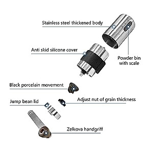 Ankrs Manual Coffee Bean Grinder, Stainless Steel Manual Ceramic Burr Mini Coffee Grinder, Portable Small Hand Coffee Grinder for Aeropress, Chemex, Expresso Grinder for Camp, Kitchen, Office-Brown