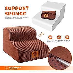 Topmart High Density Foam Pet Steps 2 Tiers,11.8" High,Non-Slip Dog Stairs,Dog Ramp,Soft Foam Dog Ladder,Best for Dogs Injured,Older Cats,Pets with Joint Pain,Suitable for Low Sofas,Stairs,Lower place