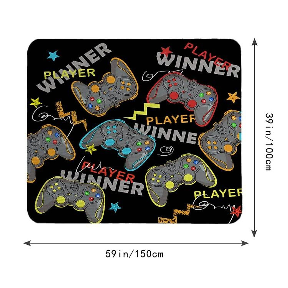 Gaming Room Carpet Rugs for Kids Teen Boys Bedroom, Gamer Room Decor Area Rug Carpet for Men Teenage, Non Slip Gamepad Gaming Chair Rug Mat for Playroom Wood Floor Living Room Desk Carpet, 59"*39"