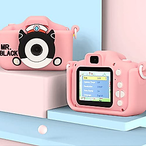 Childrens Digital Camera, Front and Rear Two Cameras Childrens Camera stimulates Childrens Imagination 2inch HD Screen Multiple MP3 for Video Filters Without 32G Memory Card with Card Reader