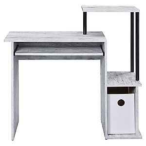 Acme Furniture Lyphre Computer Desk, Weathered White and Black