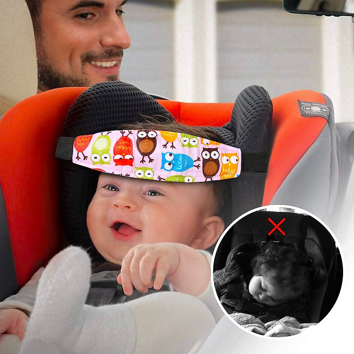 2 Packs Toddler Car Seat Neck Relief and Head Support, Pillow Support Head Band Easy Installation On Most Convertible Seats and Safety to Babies and Kids(Pink）