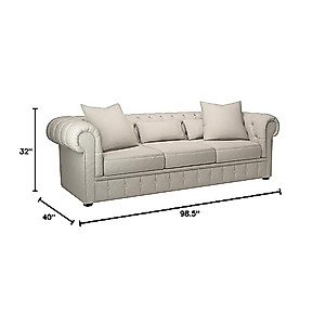 Homelegance Savonburg 99" Fabric Chesterfield Sofa, Light Gray