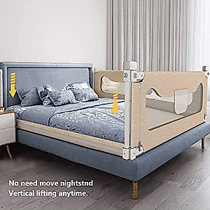 Bed Rails for Toddlers, Extra Tall Specially Designed for Twin, Full, Queen, King Size - Safety Bed Guard Rails for Kids (1 Side:78.74"(L) x27"(H), Khaki)