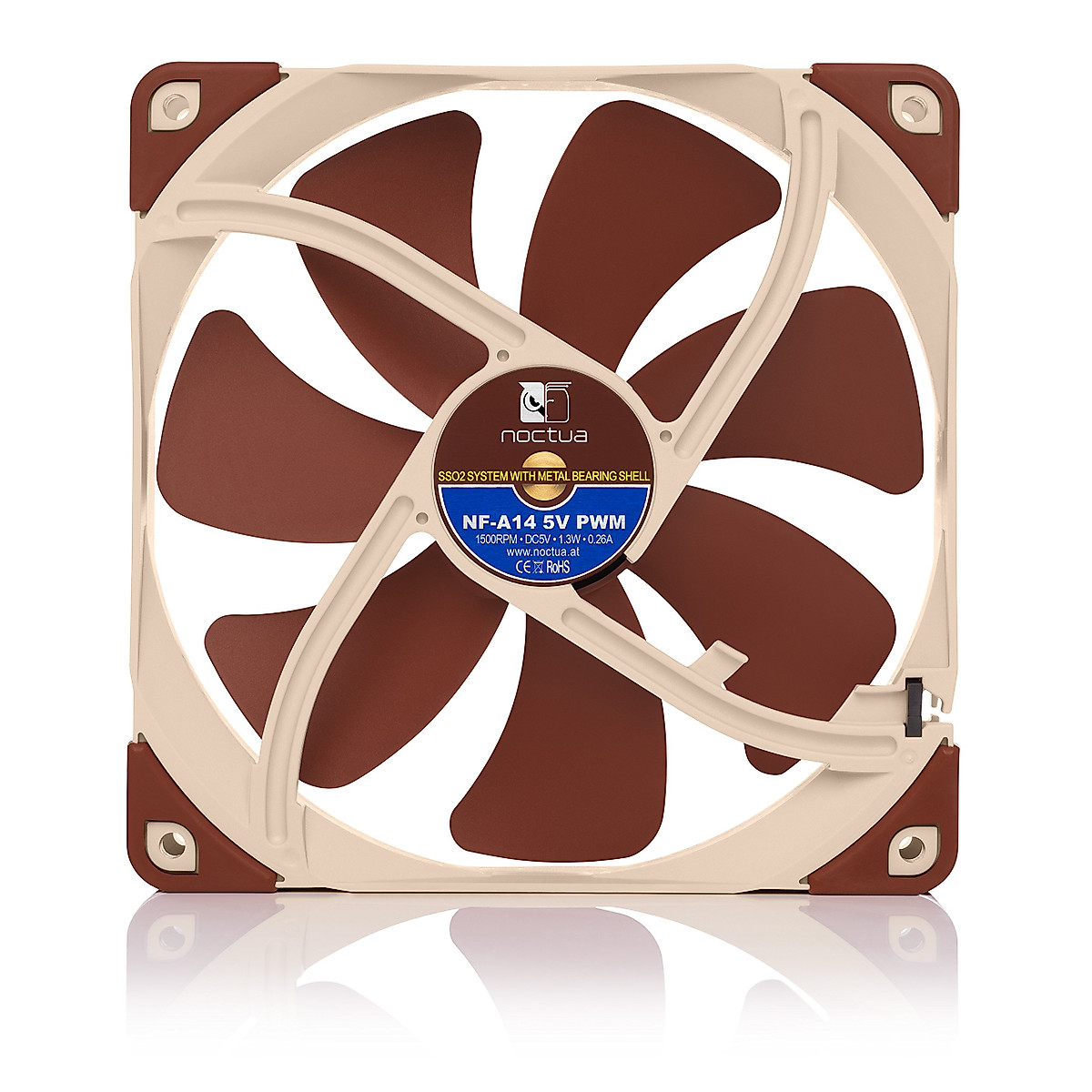 Noctua NF-A14 5V PWM, Premium Quiet Fan with USB Power Adaptor Cable, 4-Pin, 5V Version (140mm, Brown)