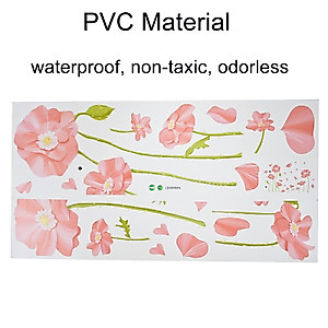 Pinenjoy Pink Flower Wall Decals Fresh Garden Floral Wall Sticker 47x29inch Removable Self-Adhesive Vinyl Wall Murals for Girls Bedroom Living Room TV Background Nursery Wall Art Decors
