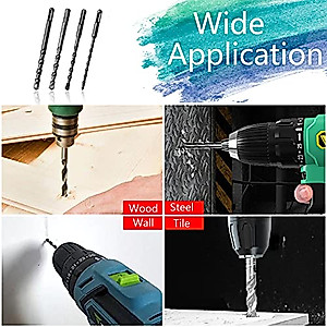 LDEXIN 4 Pcs SDS Rotary Hammer Drill Bit Set, SDS Plus Hammer Drill Bits for Concrete Masonry Wall - 1/4", 5/16", 3/8", 1/2" Diameter