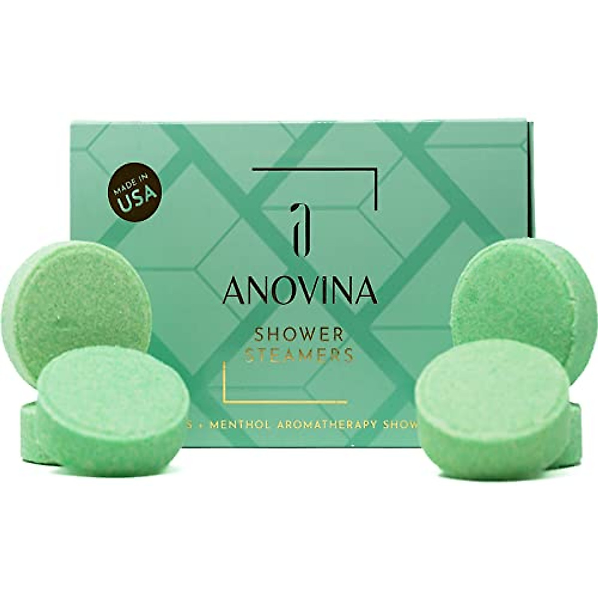 Anovina 6XL Shower Steamers Eucalyptus and Menthol - Made in USA - Aormatherapy Shower Steamers, Relaxation Bath Gifts for Women and Men, Eucalyptus for Shower, Shower Bombs Aromatherapy