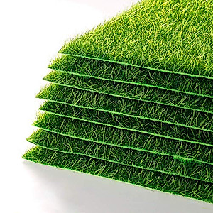 8 Packs Garden Craft Grass Fake Grass for Crafts 6 x 6 Inches Miniature Ornament Garden Dollhouse DIY Grass Fairy Artificial Grass Lawn