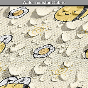 Ambesonne Insects Fabric by The Yard Repetitive Pattern with Happy Little Bees Flowers and Suns Decorative Fabric for Home Essentials Sewing Hobby DIY Upholstery and Home Accents 1 Yard Mustard Grey