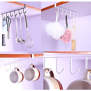 eywlwaar Mug Cups Cabinet Mug Hooks Kitchen Storage Hanging Hooks (2 Pack-White)
