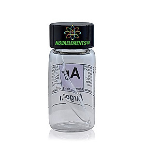 Argon Gas Element 18 Ar, Sample 99.9% in Mini ampoule and Glass ampoule with Label