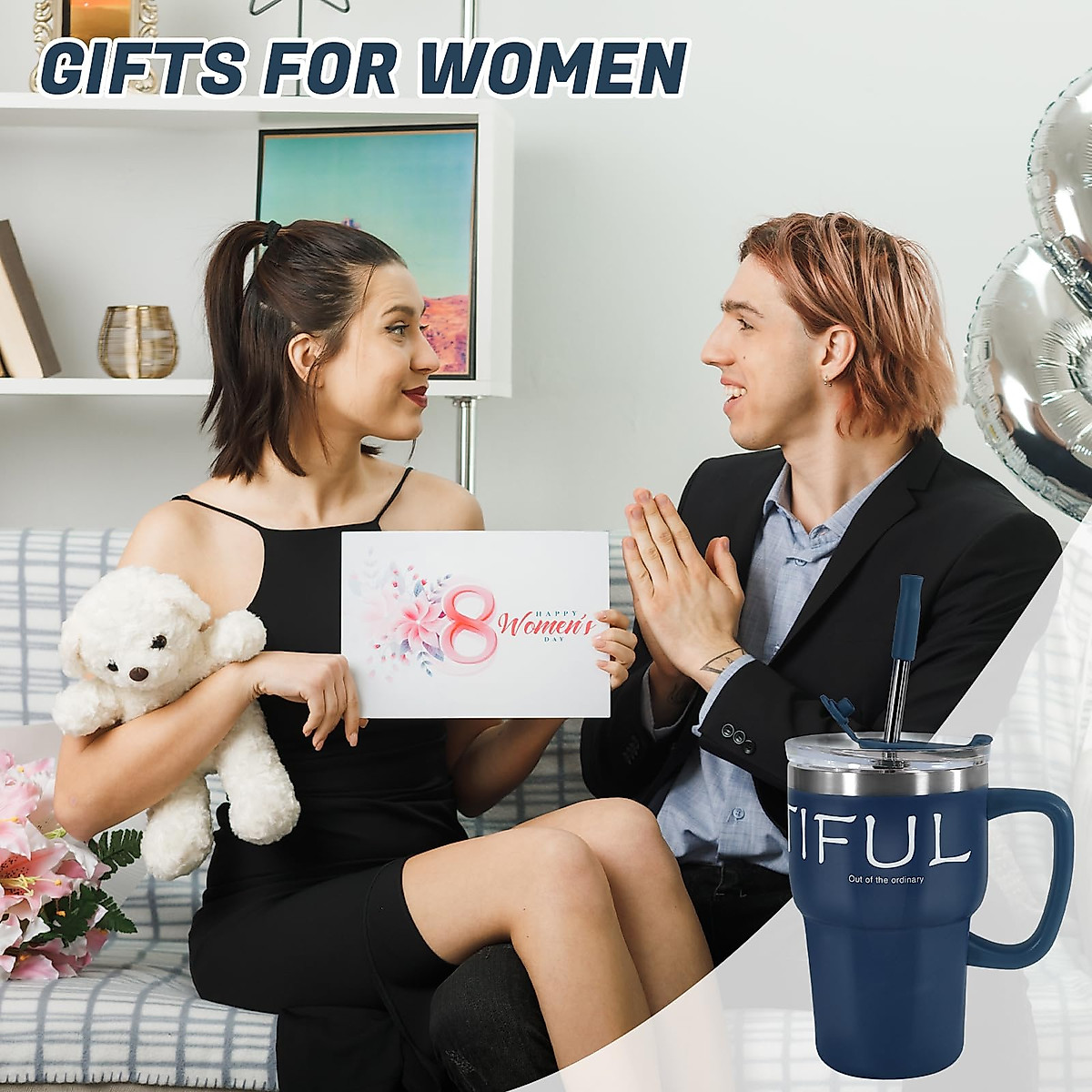 21 oz Insulated Coffee Mug Tumbler with Handle, Stainless Steel Travel Mug Tumbler with Lid and Straw, Coffee Travel Mug Spill Proof with Lid for Keep Hot/Ice Coffee, Blue