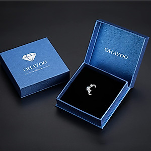 OHAYOO Mushroom Ring Adjustable S925 Sterling Silver Mushroom White Opal Open Ring Mushroom Ring Jewelry Gifts For Women Teen Girls