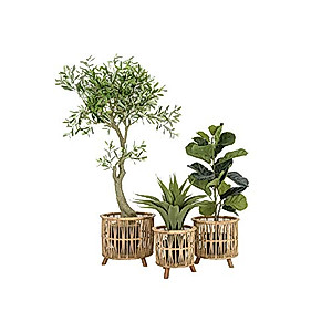 Creative Co-Op 11.25", 13.5" & 15.75" Woven Bamboo Footed (Set of 3 Sizes) Baskets, Beige