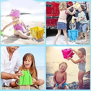 LNCOJOLM Castle Beach Bucket Toys for Kids, Sand Pails Sandbox Kit Sand Toy, Beach Party Travel Camping Fishing Garden Tools Summer Fun, Birthday Gift for Boy Girl Children