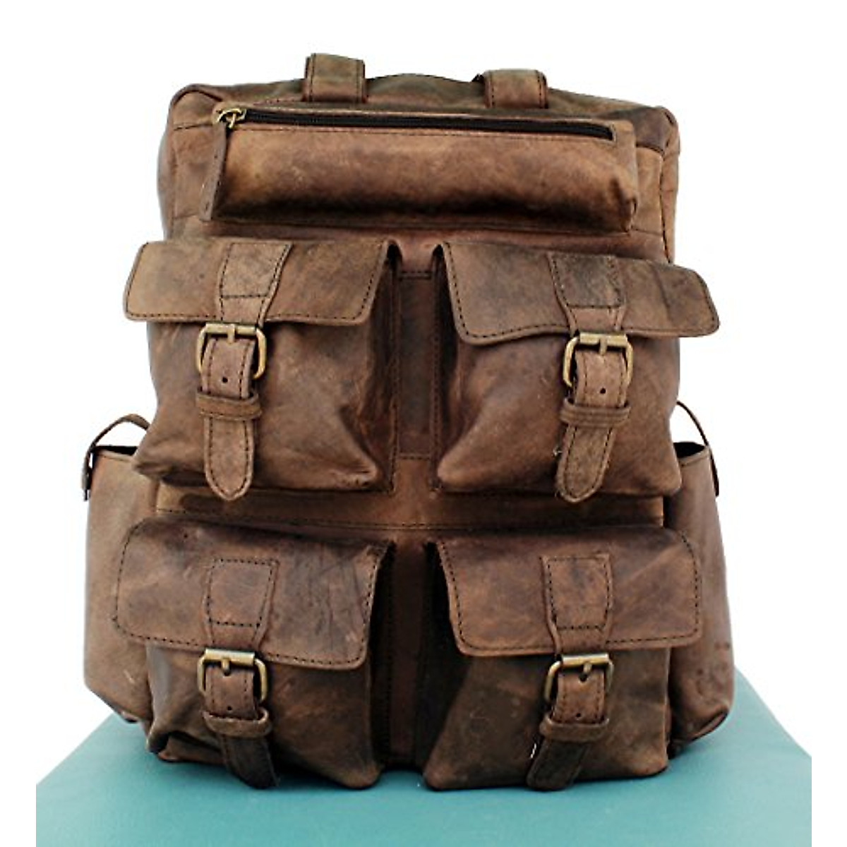 Art On Leather Genuine Leather Backpack For Women And Men - Buffalo Vintage Leather Backpack And Leather Laptop Backpack - Leather School Backpack With Laptop Sleeve And Vintage Leather Travel Bag