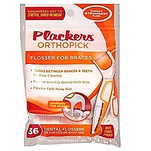 Plackers Orthopick Flosser for Braces, Pack of 2 (36 Flossers Each)