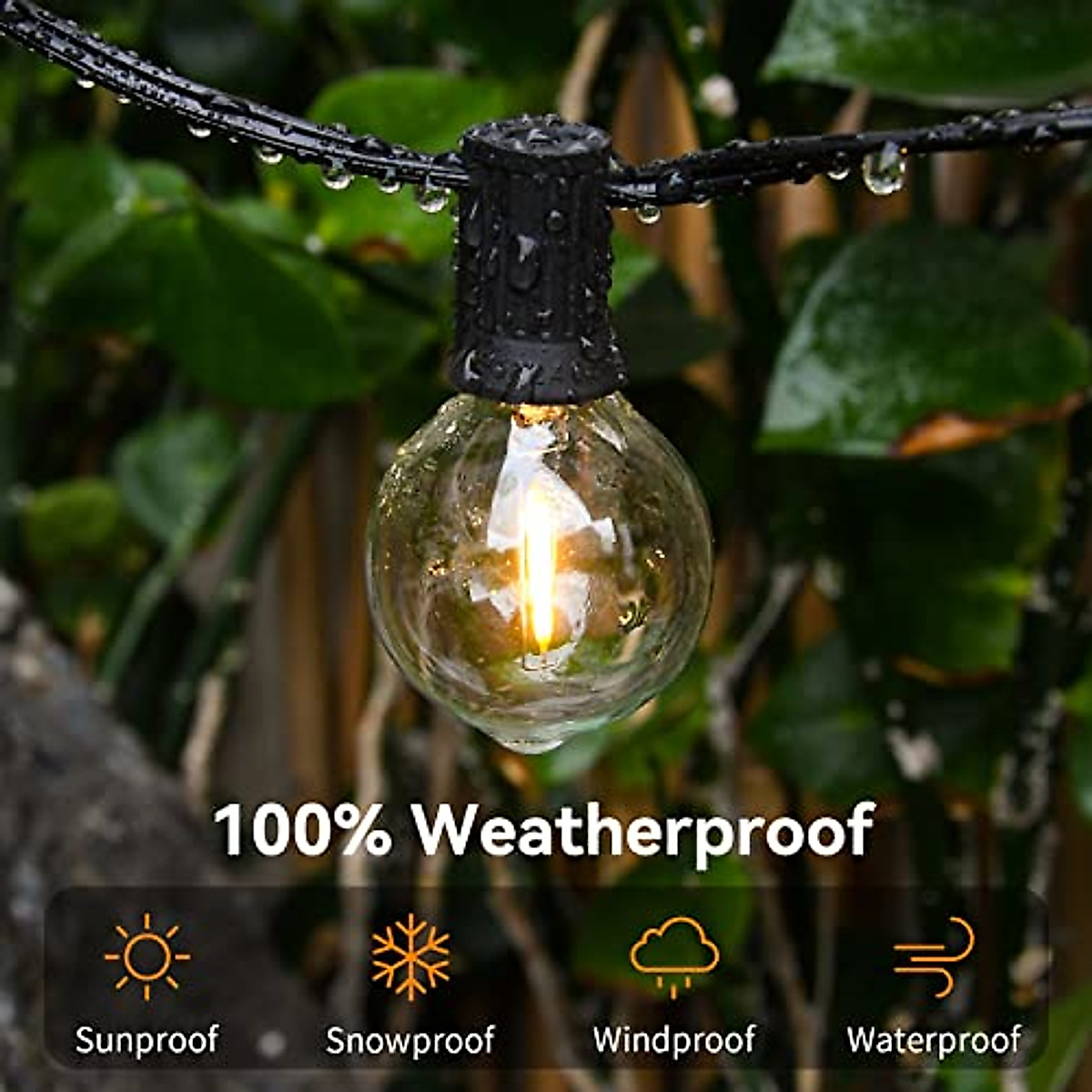 Solibting Outdoor String Lights, 100FT Patio Lights with 64 G40 Shatterproof LED Bulbs Waterproof Globe String Lights 1W 2700K Hanging Lights for Backyard Porch Cafe Party Wedding Garden