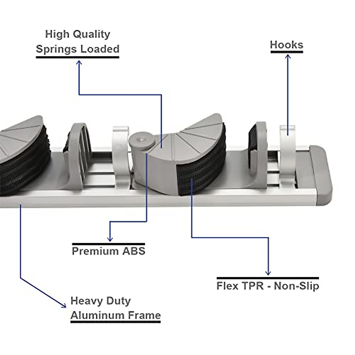 windson Mop Broom Holder Wall Mount-Adjustable Mop Broom Closet Organizer Racks for Kitchen, Garage, Home Tools Storage(3 Slots with 4 Hooks)