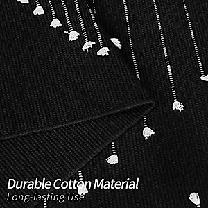 MitoVilla Black Boho Rug 2'x3', Black White Small Boho Bathroom Rug with Tassel, Farmhouse Geometric Bath Mat, Bohemian Runner Rug for Bedroom, Washable Cotton Woven Living Room Throw Rug