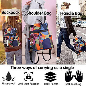 COFIHOME HAOOT Fashion Backpack for Women Waterproof Rucksack Daypack Anti-theft Shoulder Bag Handbag Casual Travel Bag Hiking Backpack Purse with Pom Pom Keychain