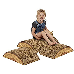 ECR4Kids SoftZone Tree Log Climber Set, Balance Builders, Chocolate, 3-Piece