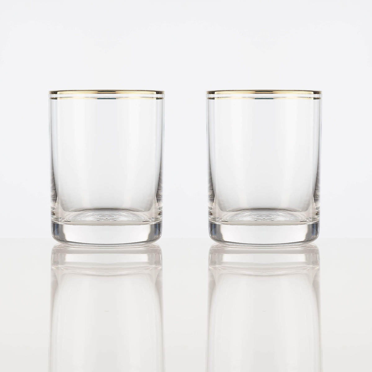 Burns Glass Old Fashioned Glass Cups, Whiskey Glass Set, Gold Rim, 11.75 Oz. (Set of 4)