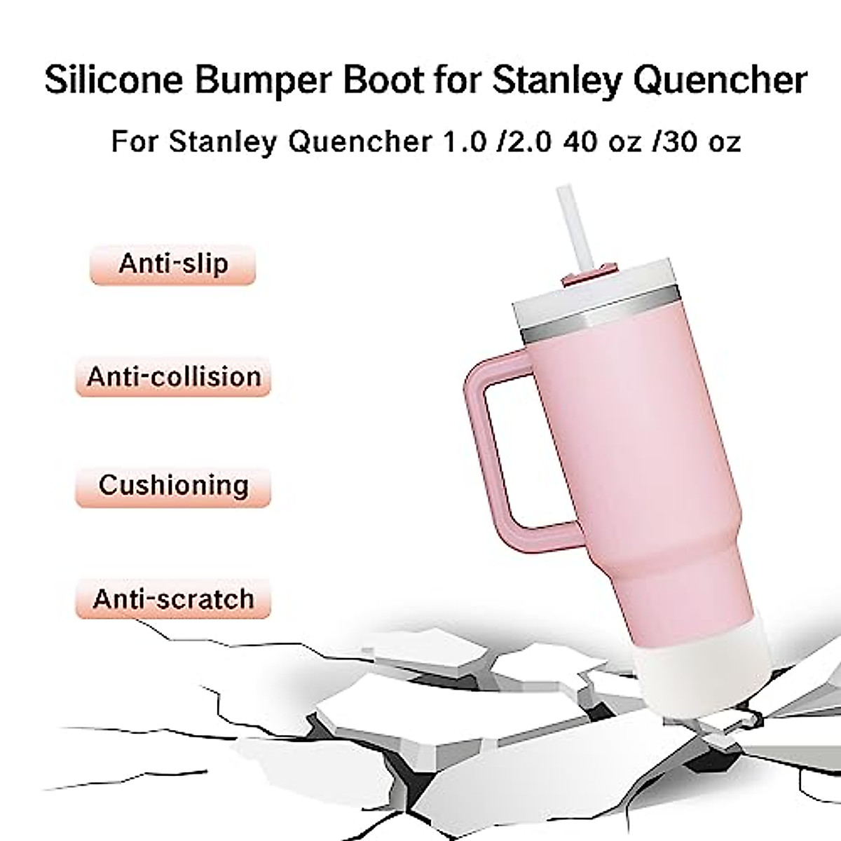 UMUST 8 Pcs for Stanley Cup Accessories, Silicone Spill Proof Stoppe & Silicone Bumper Boot,Leakproof Silicone Seal Kit & Water Bottle Bottom Sleeve for Stanley Cup1.0 40 oz 30 oz (Clear*4 & Pink*4)