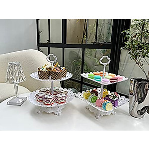 2 Tier Plastic Cupcake Stand, 2 Tier Serving Tray, Dessert Stands, Tea Party Supplies, Party Table Decoration, Dessert Display Stands, Cookie Trays for Parties, 2 Pack
