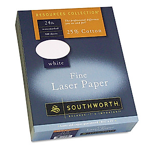 Southworth 3172410 25% Cotton Laser Paper White 24 lbs. Smooth Finish 8-1/2 x 11 500/Box