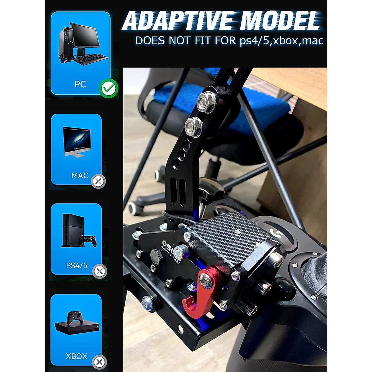 OSIAS 64Bit PC USB Handbrake?Sim Handbrake With Clamp for Racing Games Logitech T500 G25/G27/G29 T500 T300 FANATECOSW Dirt Rally ?DiRT Rally 2/4,LFS