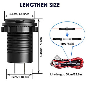 Newest 12V USB Outlet Ouffun 56W 12V USB C Car Charger Socket 20W PD USB-C & Dual 18W QC3.0 Car USB Port 12V Socket with Power Switch Waterproof DIY Outlet for Car Boat RV Marine Motorcycle Golf Cart