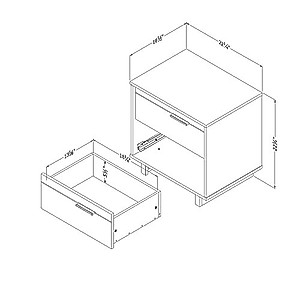 South Shore Fynn 2-Drawer Nightstand, Winter Oak, 16.5D x 22.25W x 22.25H in