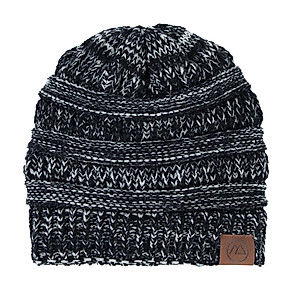 Zando Womens Beanie Hats for Women Men Satin Lined Beanie for Women Warm Winter Hats for Women Unisex Slouchy Beanies for Women knit Beanie Thick Womens Beanies for Winter Black & Grey Beanie Hat