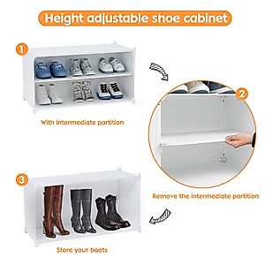 enlitoys Shoe Rack Organizer 6-Tier Shoe Cabinet Expandable Free Standing Shoe Rack (24x12x36 inches) Portable Shoes Organizer Covered Shoe Rack White