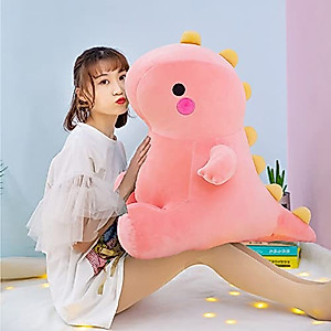DUANMUL Cute Dinosaur Plush Toys, Fat Dinosaur Soft Stuffed Animals Toys Dolls, Dino Plushies Doll Cute Birthday Gifts for Kids Girls Boys (Pink,8in)