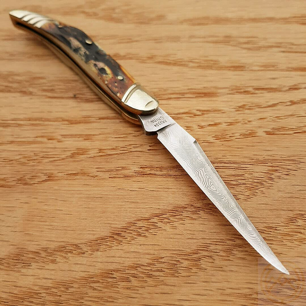 Toothpick Open Folding Pocket Knife Steel Clip Blade Stag Bone Handle Outdoor Survival Hunting Knife for Camping by Survival Steel