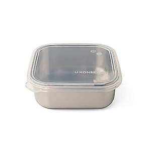 U Konserve Stainless Steel Food Storage Bento Box Container, Leak Proof Silicone Lid Dishwasher Safe - Plastic Free (15oz Clear)