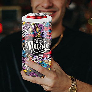 Ninth DIY Transfer Sublimation Blanks Can - 11 oz Stainless Steel Beer Can Insulated Cooler Beer Holder Sublimation Skinny Blanks Can with Splashproof Lid, Non-slip silicone Base