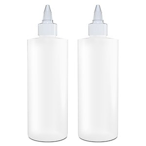 BRIGHTFROM Twist Top Applicator Bottles, Squeeze 8 OZ Empty Plastic Bottles, Refillable, Open/Close Nozzle - Hair Coloring/Multi Purpose (Pack of 2)