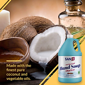Sanit Silky Clean Antibacterial Liquid Gel Hand Soap Refill - Advanced Formula with Coconut Oil and Aloe Vera - All Natural Moisturizing Hand Wash - Made in USA, Coconut, 1 Gallon
