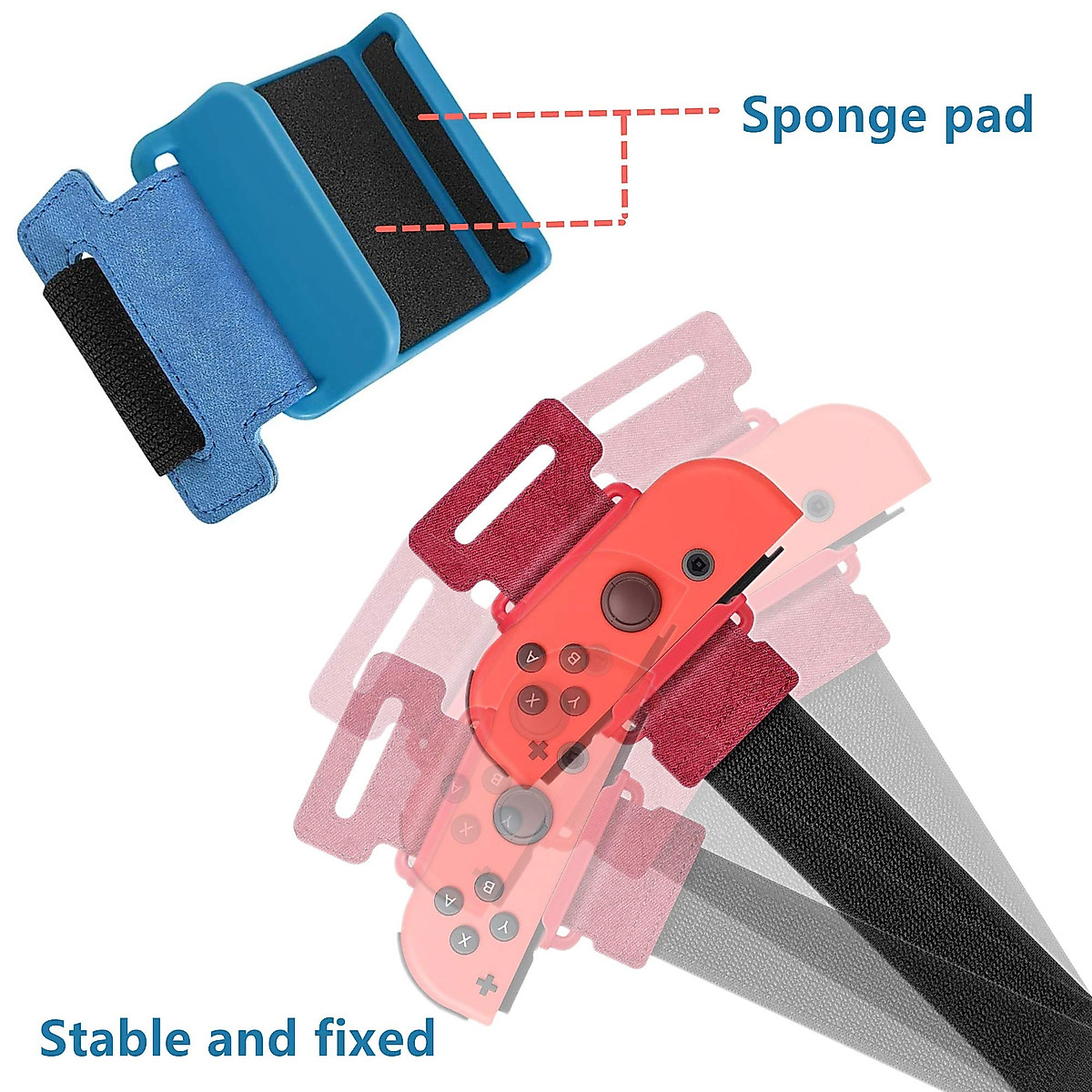 FANPL Upgrade Wrist Bands Compatible with Just Dance 2025/2024/2023/2022/2021, Adjustable Elastic Strap for Switch & OLED Model JoyCon Controller, Fit for Adults and Children,2 Pack (Blue and Red)